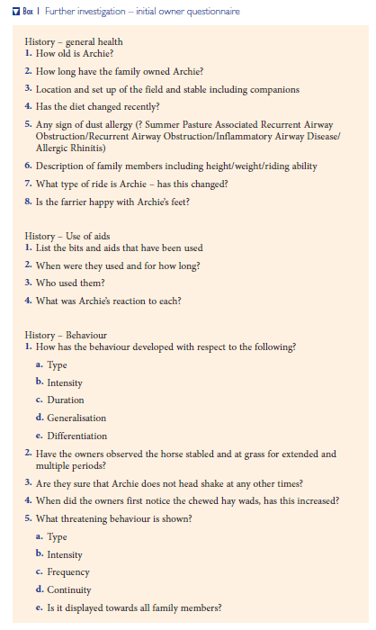 A multidisciplinary approach to equine clinical behaviour practice by ...